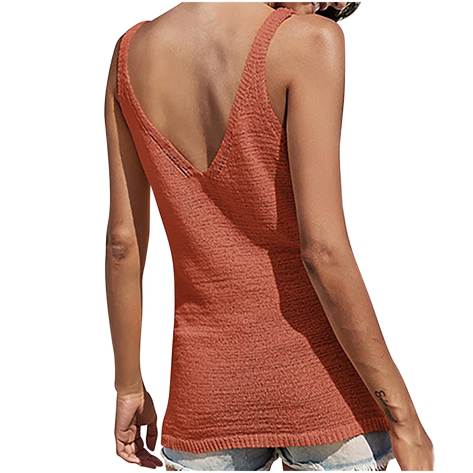 womens Summer Knit Tank Tops V Neck Sleeveless Sweater Casual Trendy ...