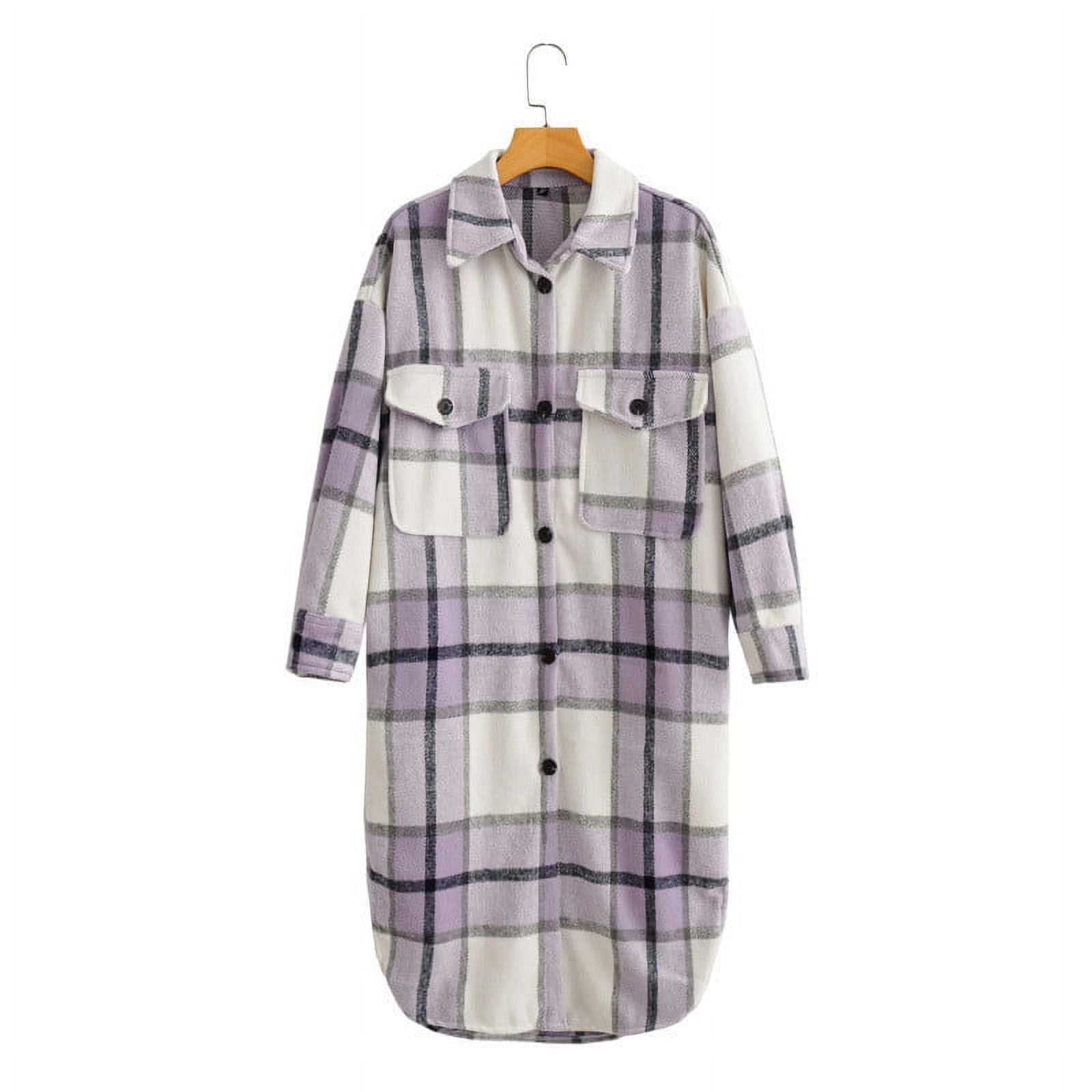womens plaid shirt, Long Shacket Jackets for Women Flannel Plaid Long ...