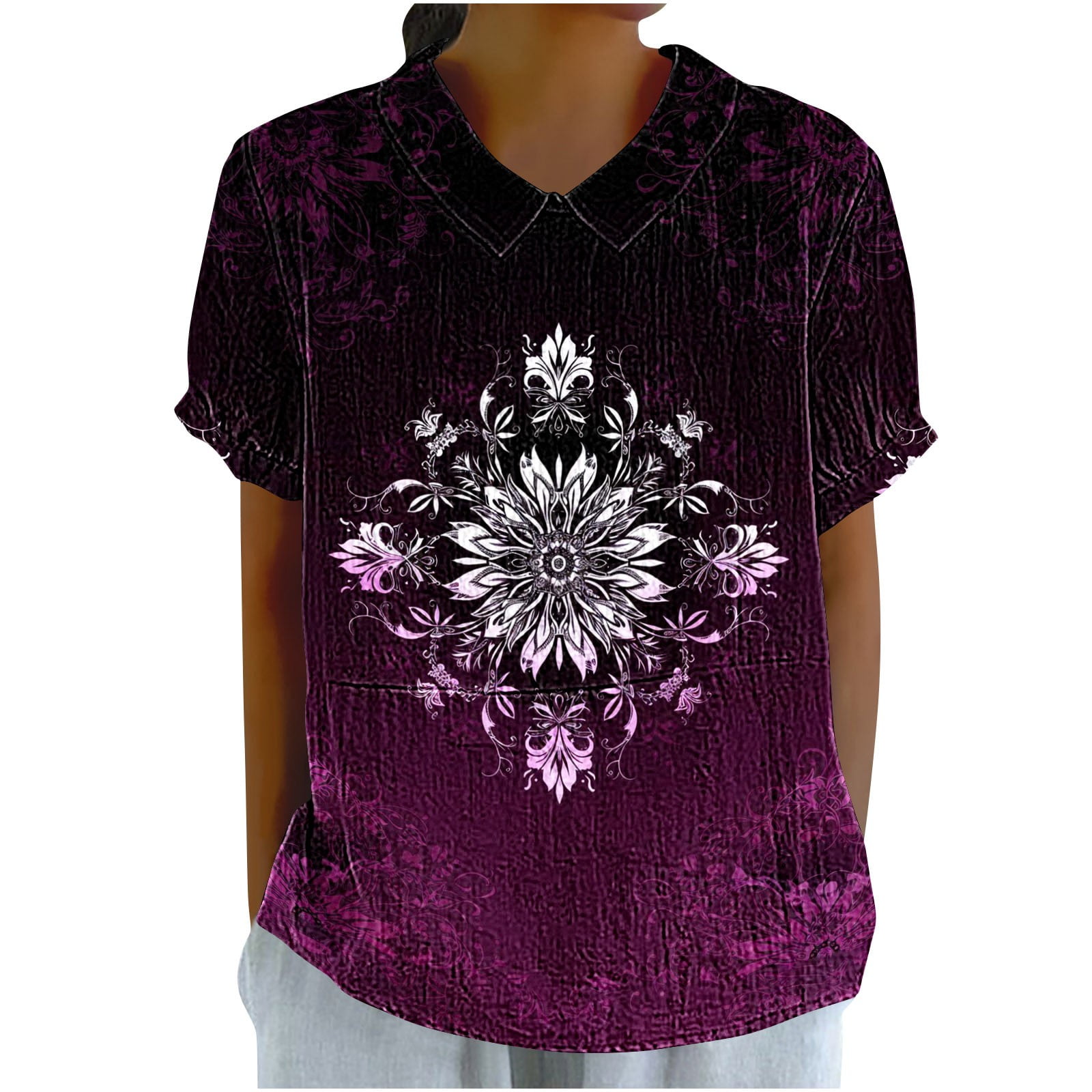 womens tops Floral Plants T Shirt for Women Wild flower Graphic Tees ...
