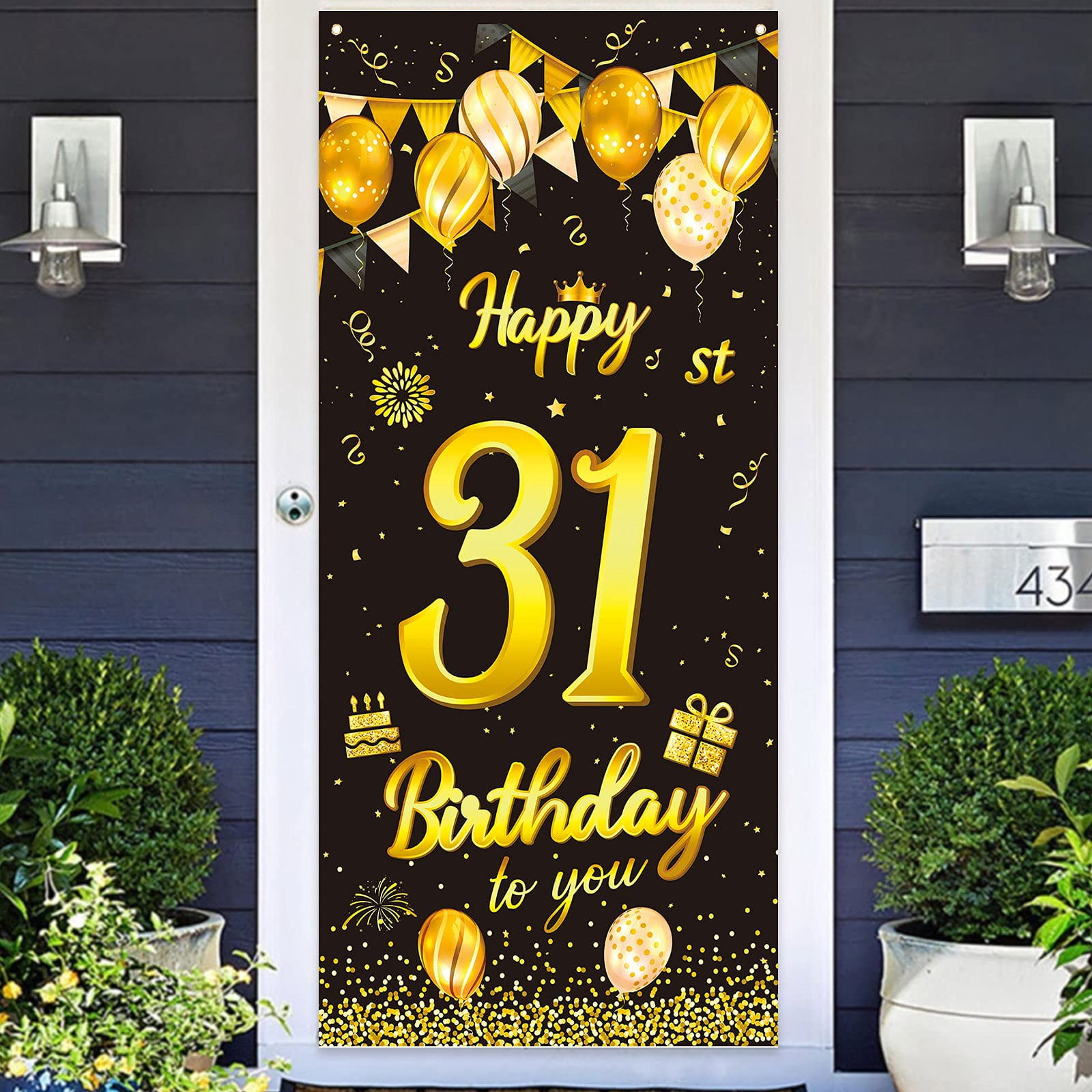 wongmode Happy 31st Birthday YPF5 to You Door Banner Backdrop Black ...