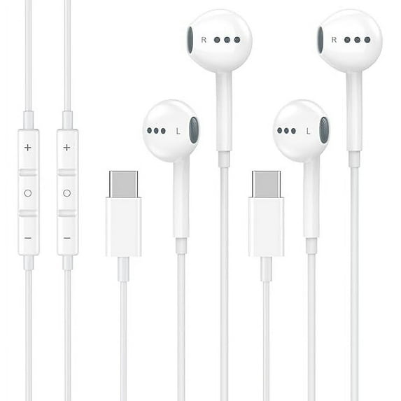 wonima02 2 Pack USB C Headphones for iPhone 17 16 15, Type C Earphones ...