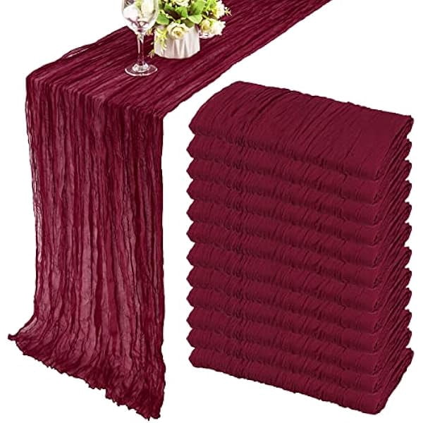 wonima10 12 Pack Cheesecloth Table Runner 35x72 Inch Boho Gauze Table ...
