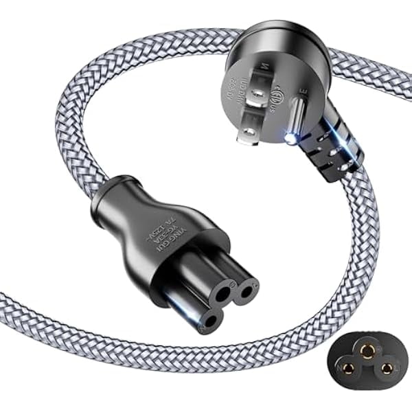 wonima10 3 Prong AC Laptop Power Cord,Universal Power Cable 90°Angled ...