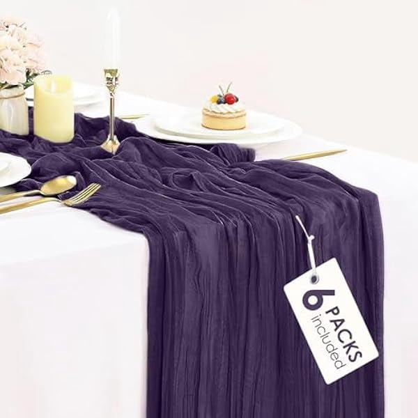 wonima10 6 Pack Plum Purple Cheesecloth Table Runner 35x120 Inch Boho ...