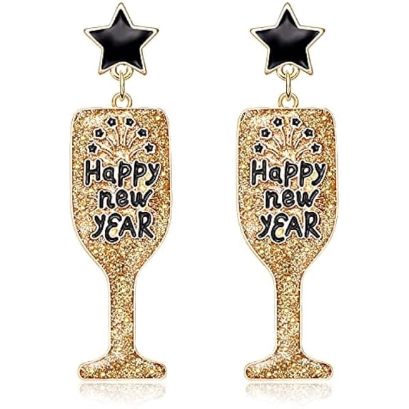 wonima10 Happy New Year's Eve Champagne Bottle Earrings for Women ...