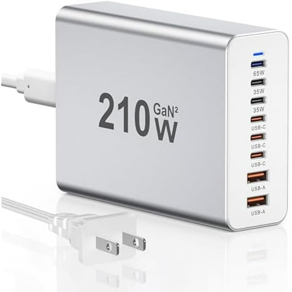 wonima10 USB C Charger Block 200W, GaN 8-Port USB-C PD Fast Charging ...