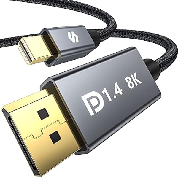 wonima66 8K Mini DisplayPort to DisplayPort 1.4 Cable 10FT [8K@60Hz, 4K ...