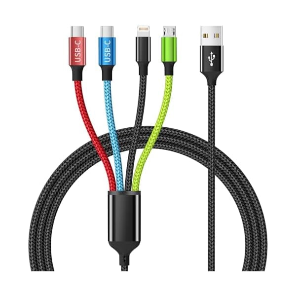 wonima66 Dual Type-C 4 in 1 Multi Charging Cable [1Pack 5FT], Nylon 4 ...