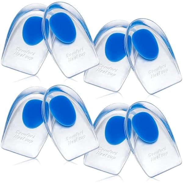 wonima66 Gel Silicone Heel Pads/Cups,8 Pack Heel Lifts for Achilles ...