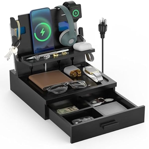 wonima66 Nightstand Organizer for Men, Bedside Nightstand Organizer ...