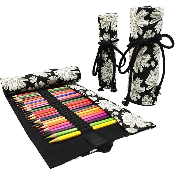 wonima66 Snowflake Pattern Canvas Pencil Case Roll Wrap Holders Roll Up ...