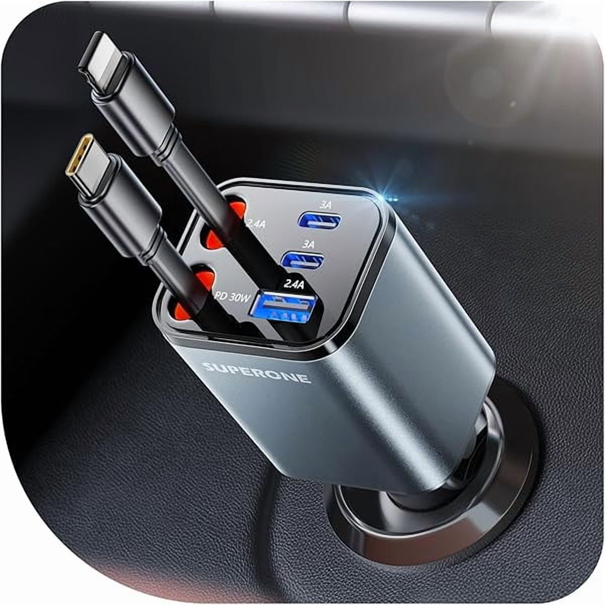 wonima88 【2025 Ultra-Compact】 Retractable Car Charger, 5 in 1 Car Phone ...