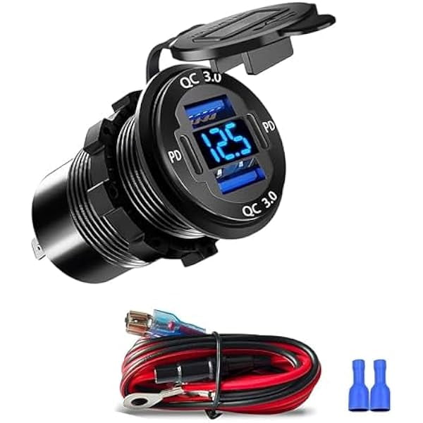 wonima88 Aluminum 12V/24V Car USB Charger Socket with 2 USB C PD & 2 ...