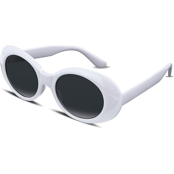 wonima88 Sunglasses White Oval Clout Goggles for Women Men Retro Round ...