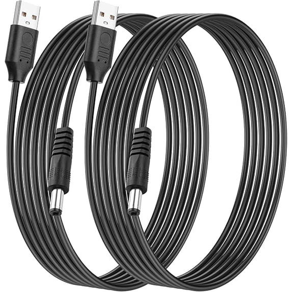 wonima88 USB to DC 5.5x2.1mm Power Cord 5V3A 10FT, 2Pcs 5.5mm Barrel ...