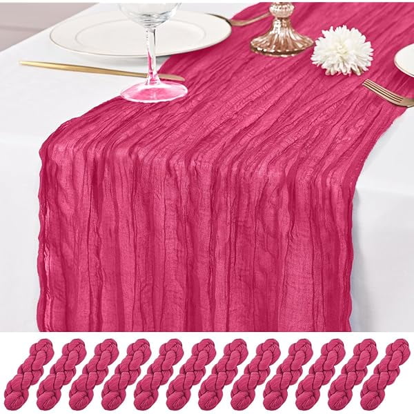 wonima99 12 Pack Hot Pink Table Runner 10Ft Cheesecloth Table Runner ...