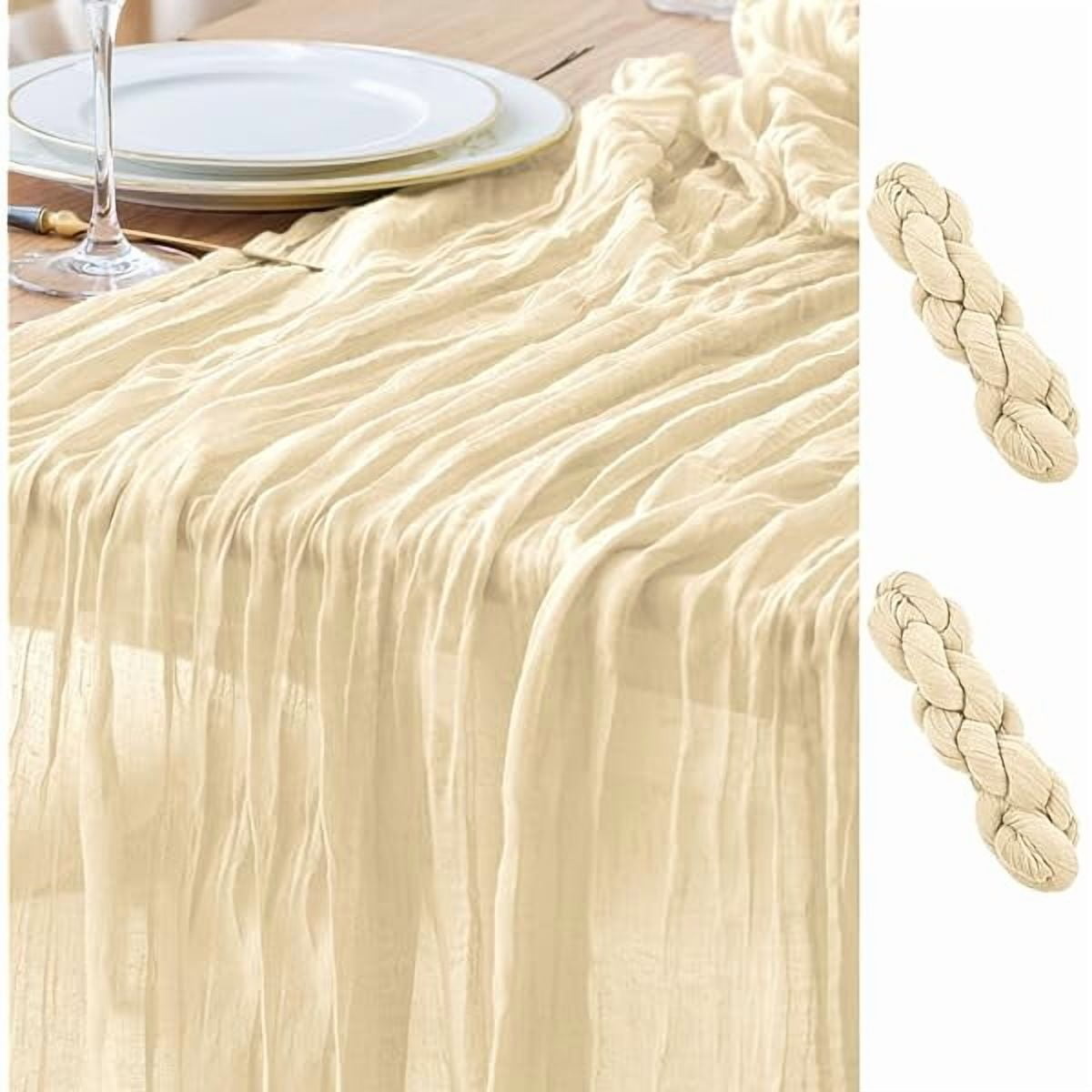 wonima99 2pcs Cheesecloth Table Runner 120 Inches Long Beige Boho Gauze ...