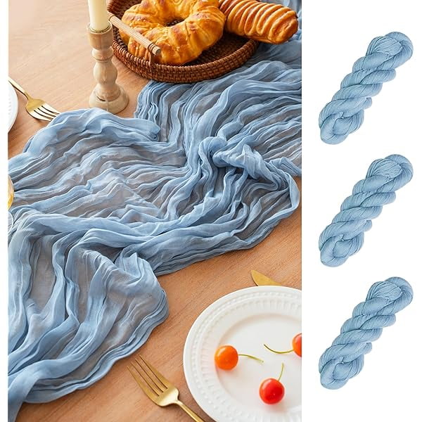 wonima99 3 Pack Dusty Blue Table Runner 35x120 Inches for Baby Shower ...