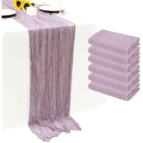 wonima99 6Pack Lavender Cheesecloth Table Runner 10Ft Gauze Table ...