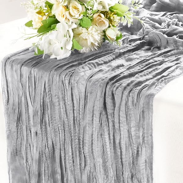 wonima99 6Pack Light Grey Cheesecloth Table Runner 10FT Gauze Rustic ...