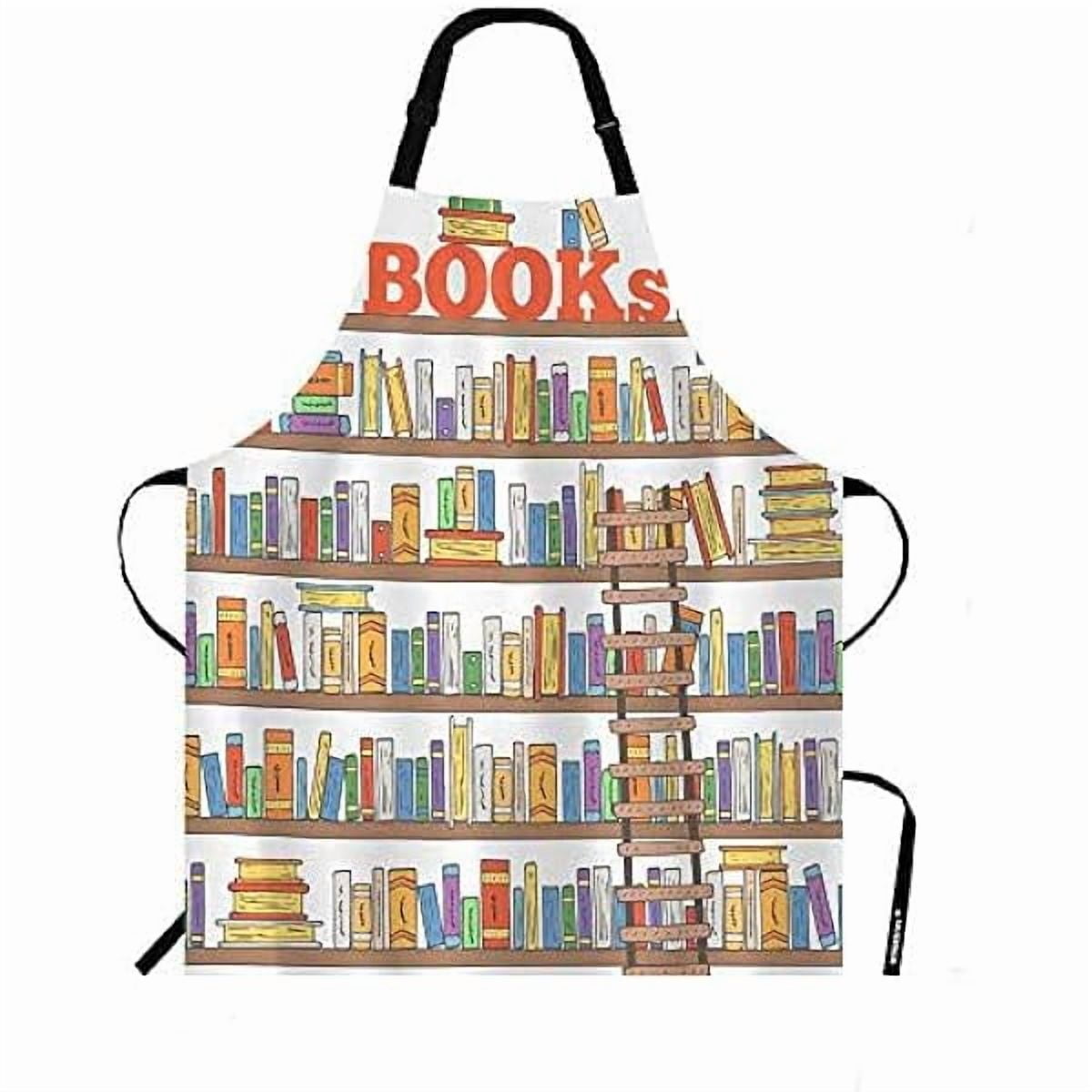 wonima99 Books Apron,Doodle Books Shelves Collection with Books and ...