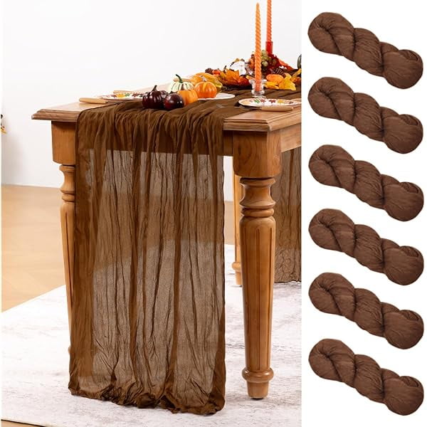 wonima99 Brown Cheesecloth Table Runner Tan 6 Pack Fall Table Runners ...