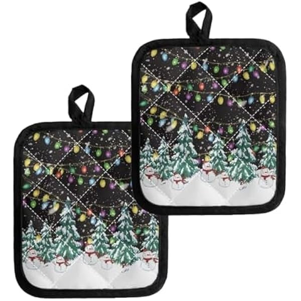 wonima99 Christmas Snowman Trees Colorful Lights Print Pot Rack Holder ...