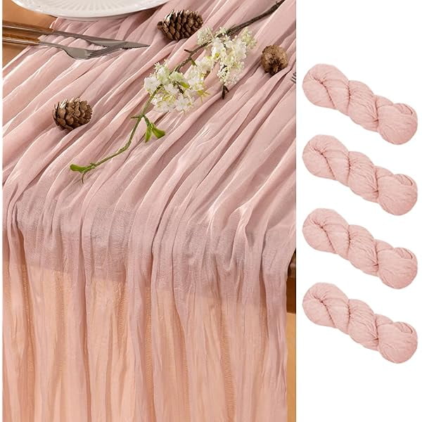 wonima99 Dusty Pink Table Runner Cheesecloth Table Runner 4 Pack 14FT ...