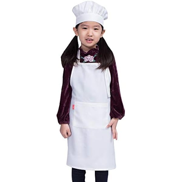 wonima99 Kids Apron and Chef Hat Set, Children's Adjustable Bib Apron ...