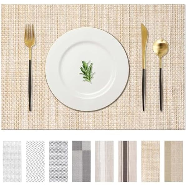 wonima99 Placemats for Dining Table Set of 8 Woven Vinyl Plastic Place ...
