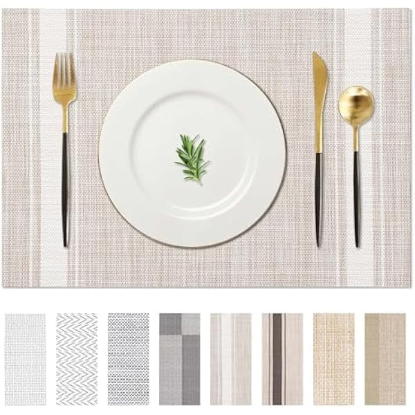 wonima99 Placemats for Dining Table Set of 8 Woven Vinyl Plastic Place ...