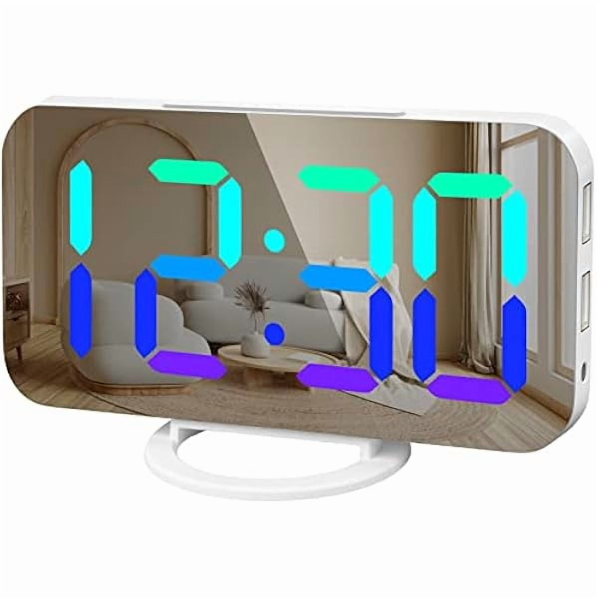 wonima99 RGB Alarm Clock - Digital LED Clocks Mirror Surface with Dual ...