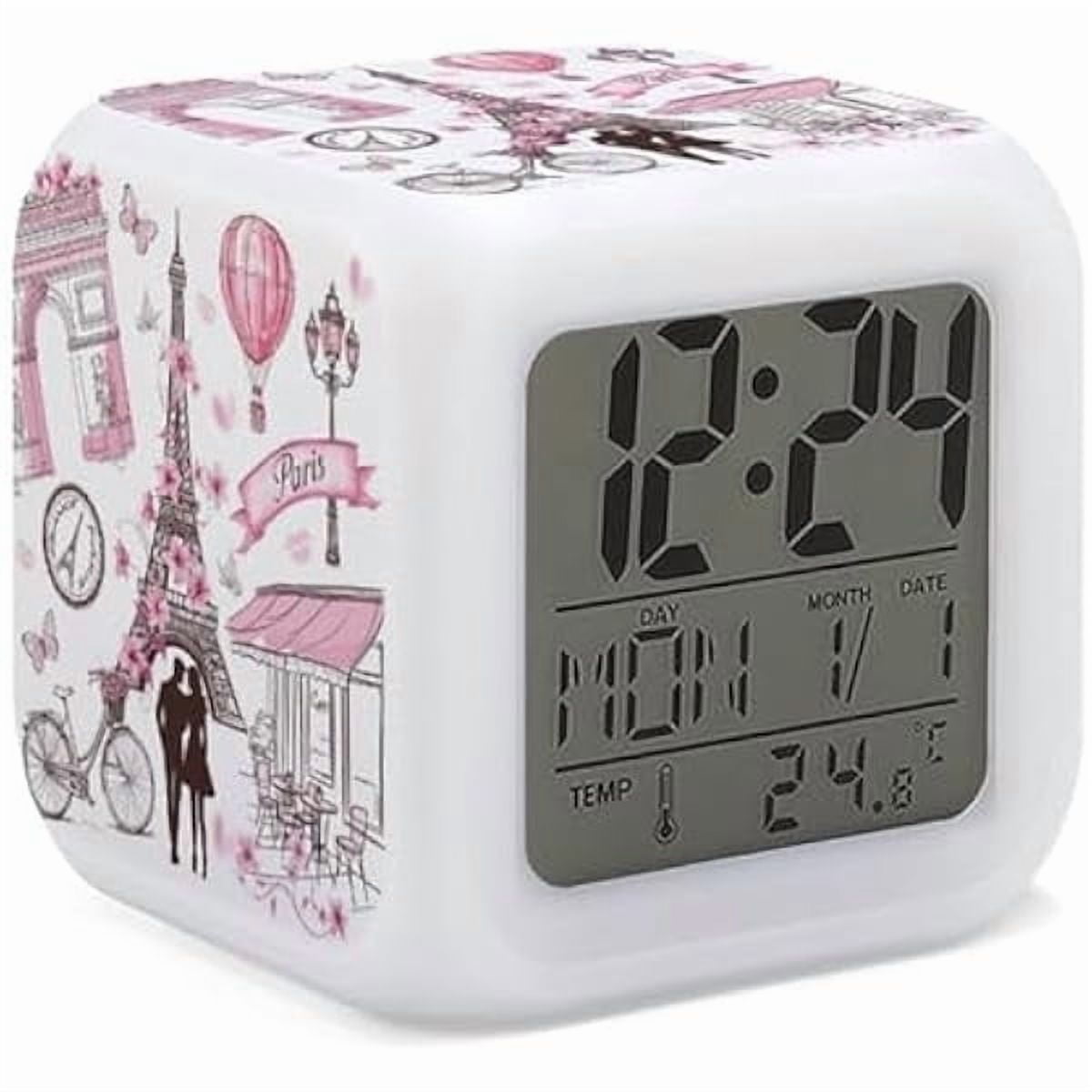 wonima99 Romantic Paris Eiffel Tower Alarm Clock for Kids Boy Girl 7 ...