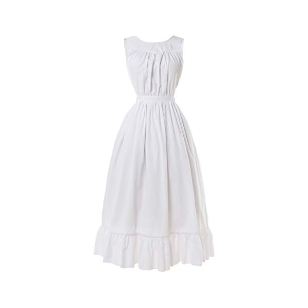 wonima99 White Vintage Maid Ruffle Apron for Women Colonial Pioneer ...