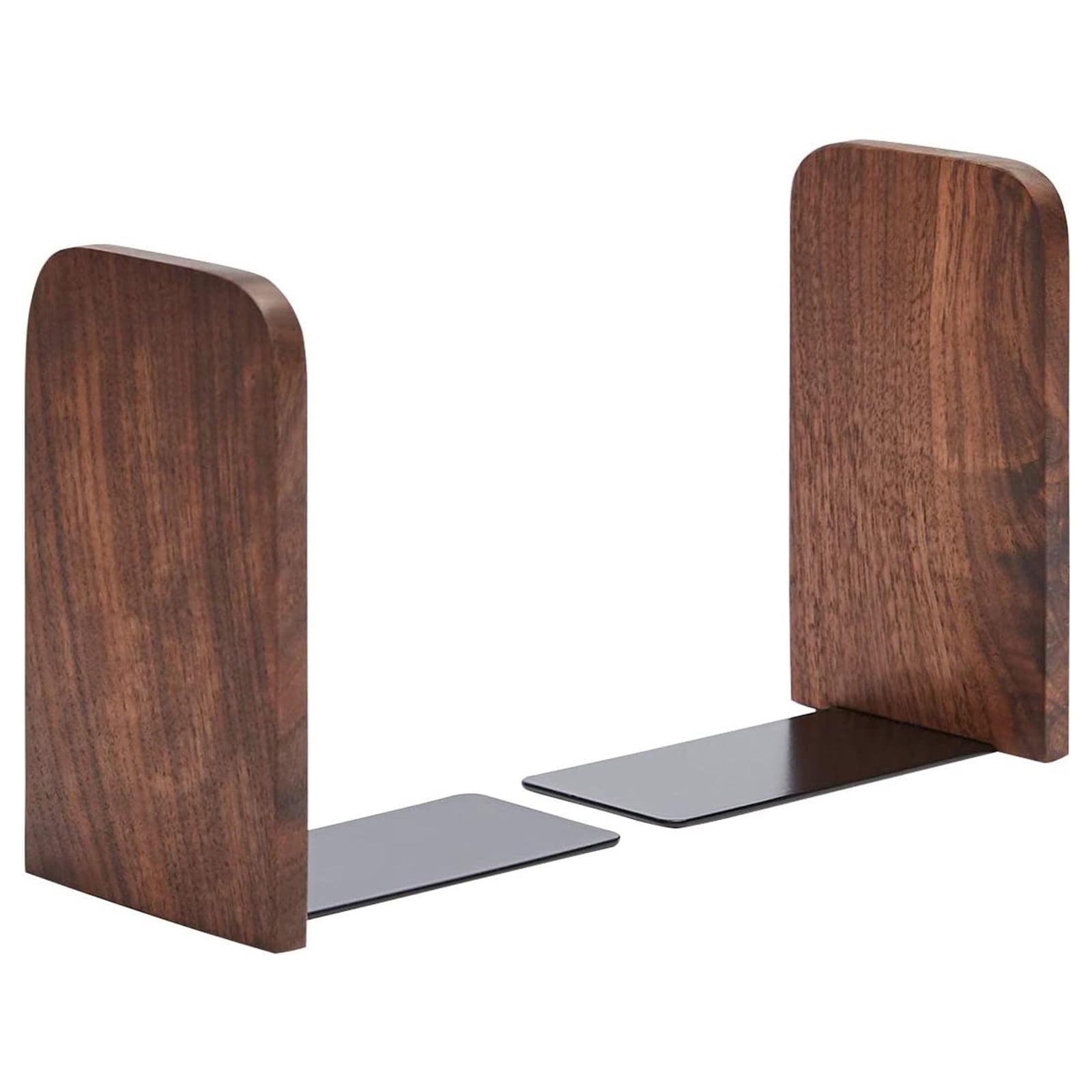 wood bookend, 2 pack book ends support for shelves, book storage modern ...