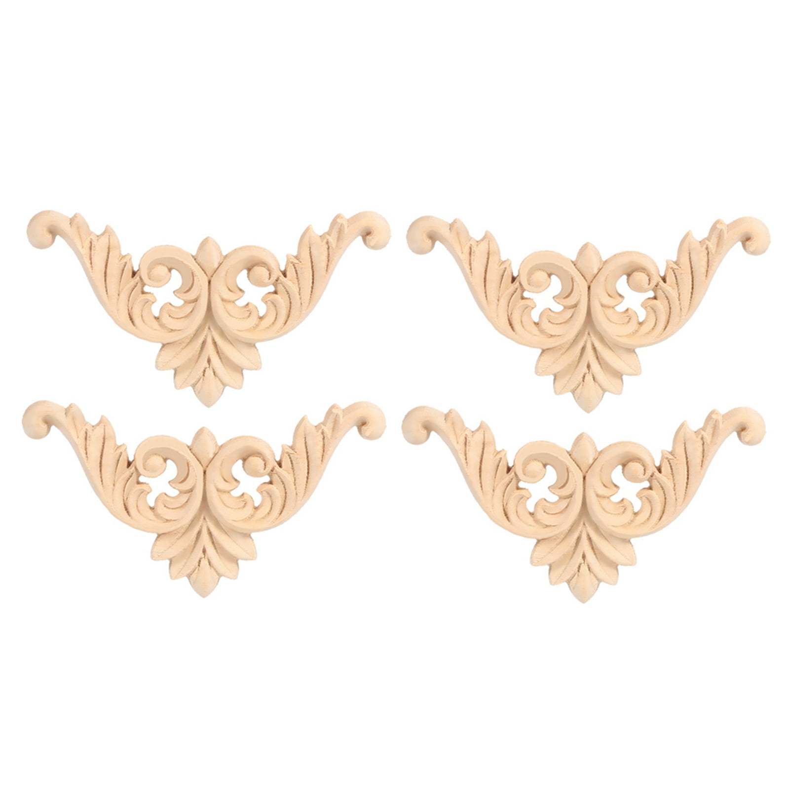 wood carving appliqué corner inlay, 4 pieces rubber wood carved corner ...