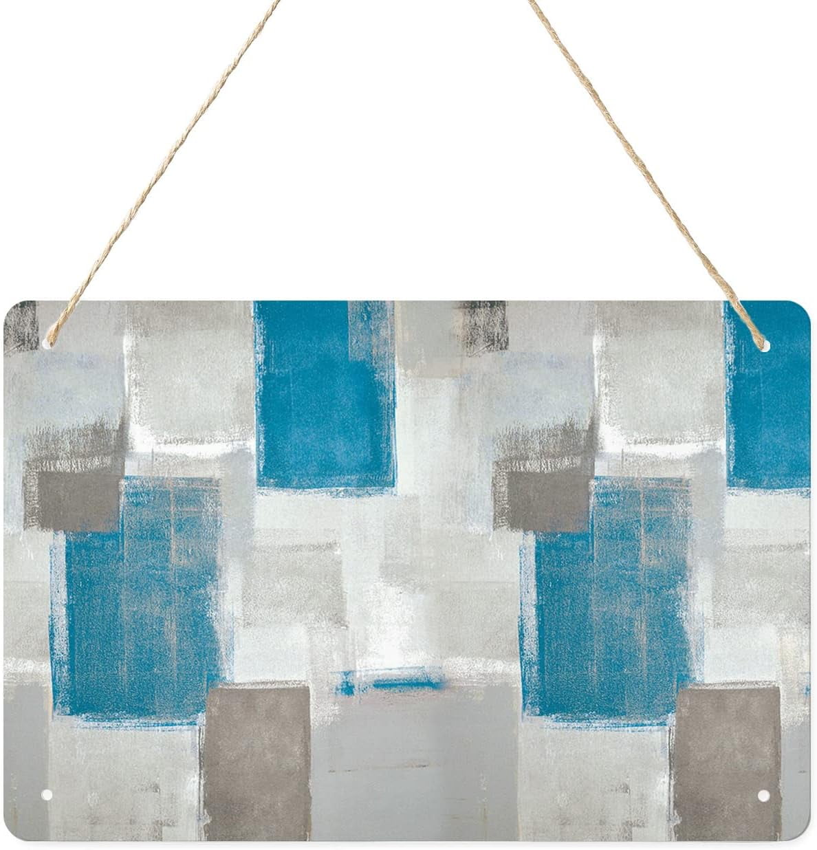 wooden Sign Wall Decor Blue and Gray Smear Abstract Art Graffiti Wall ...