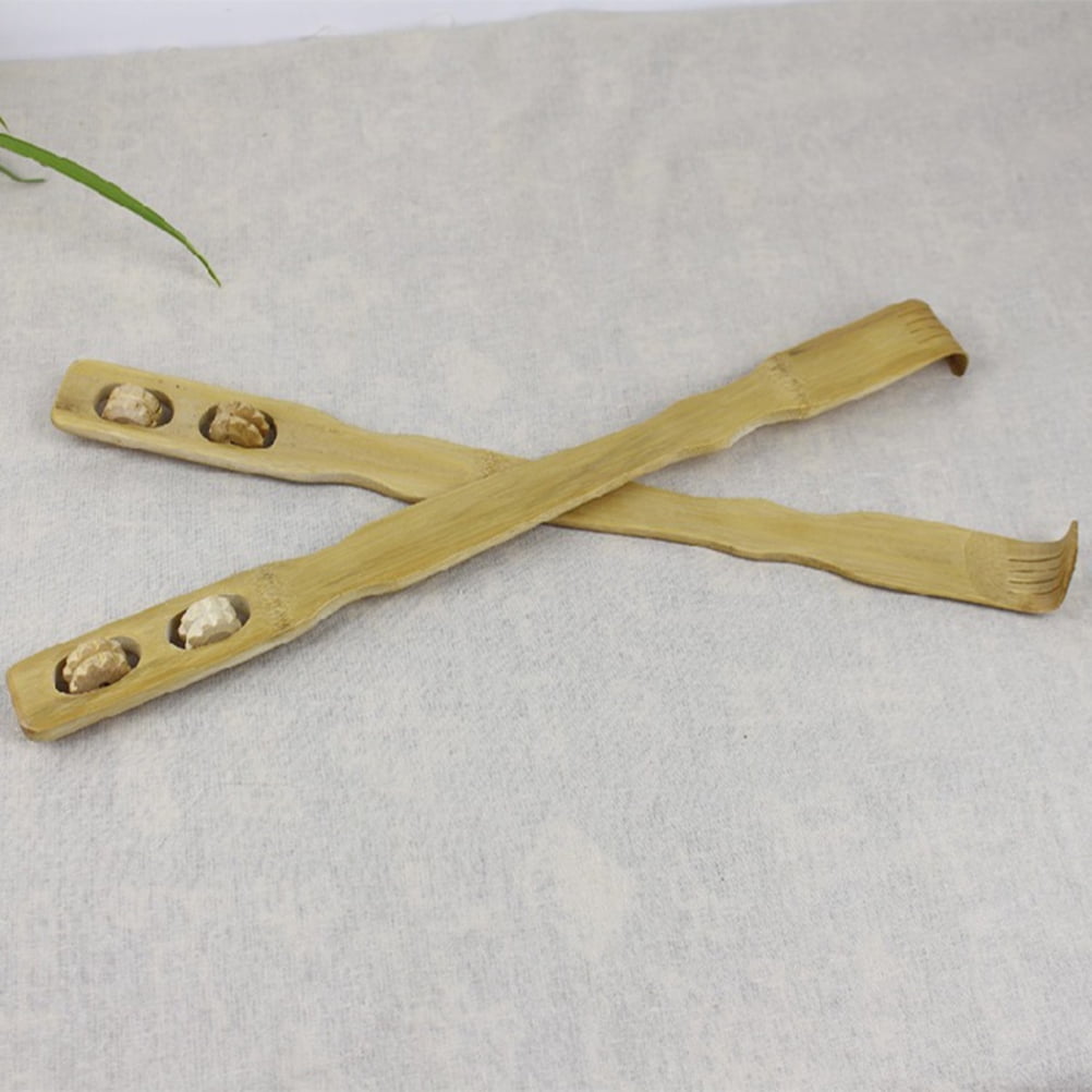 FRCOLOR Wooden Back Scratcher with Long Handle and Massage Rollers for ...