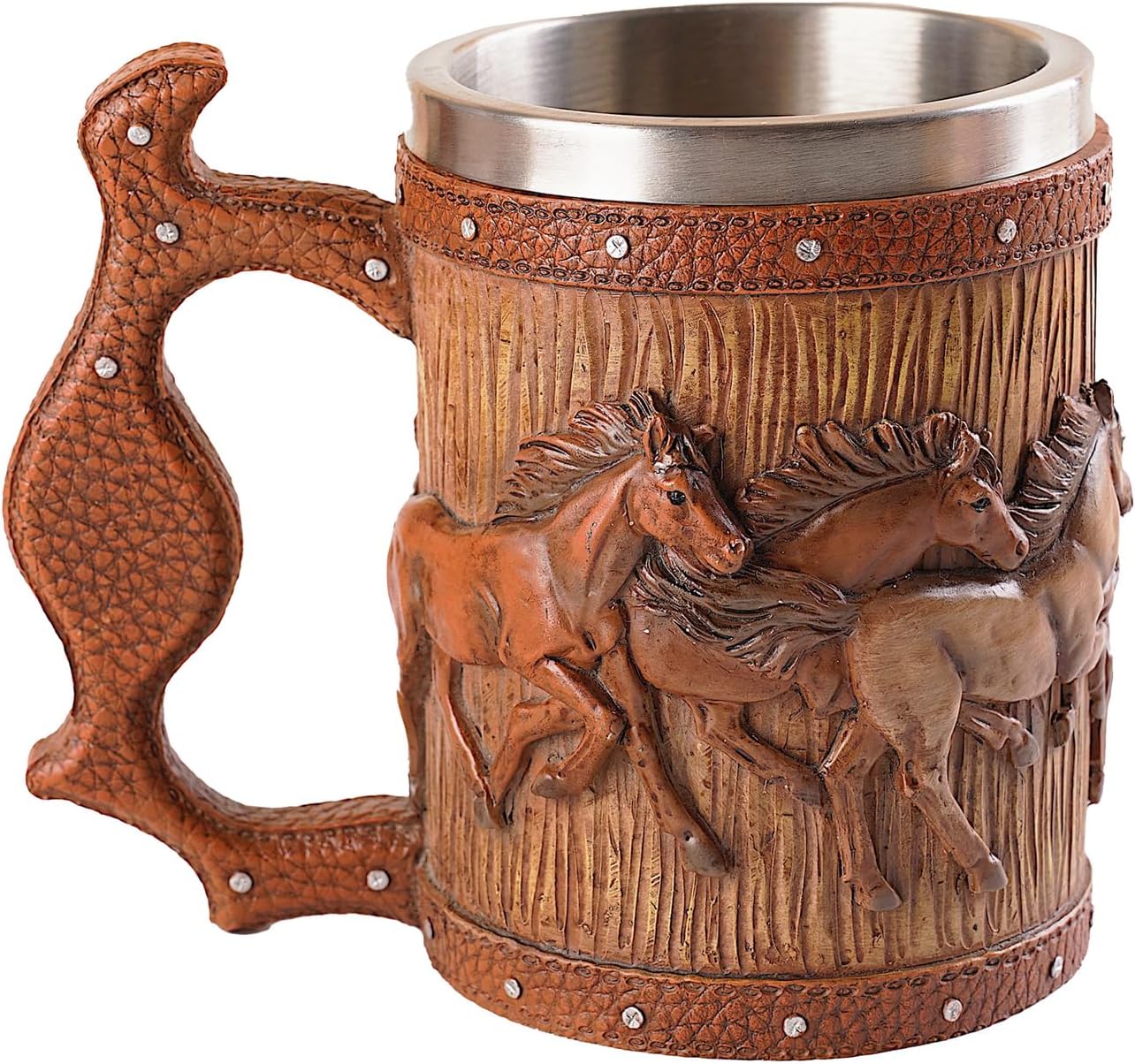 wooden barrel horse beer mug, 20oz stainless steel horse beer stein ...