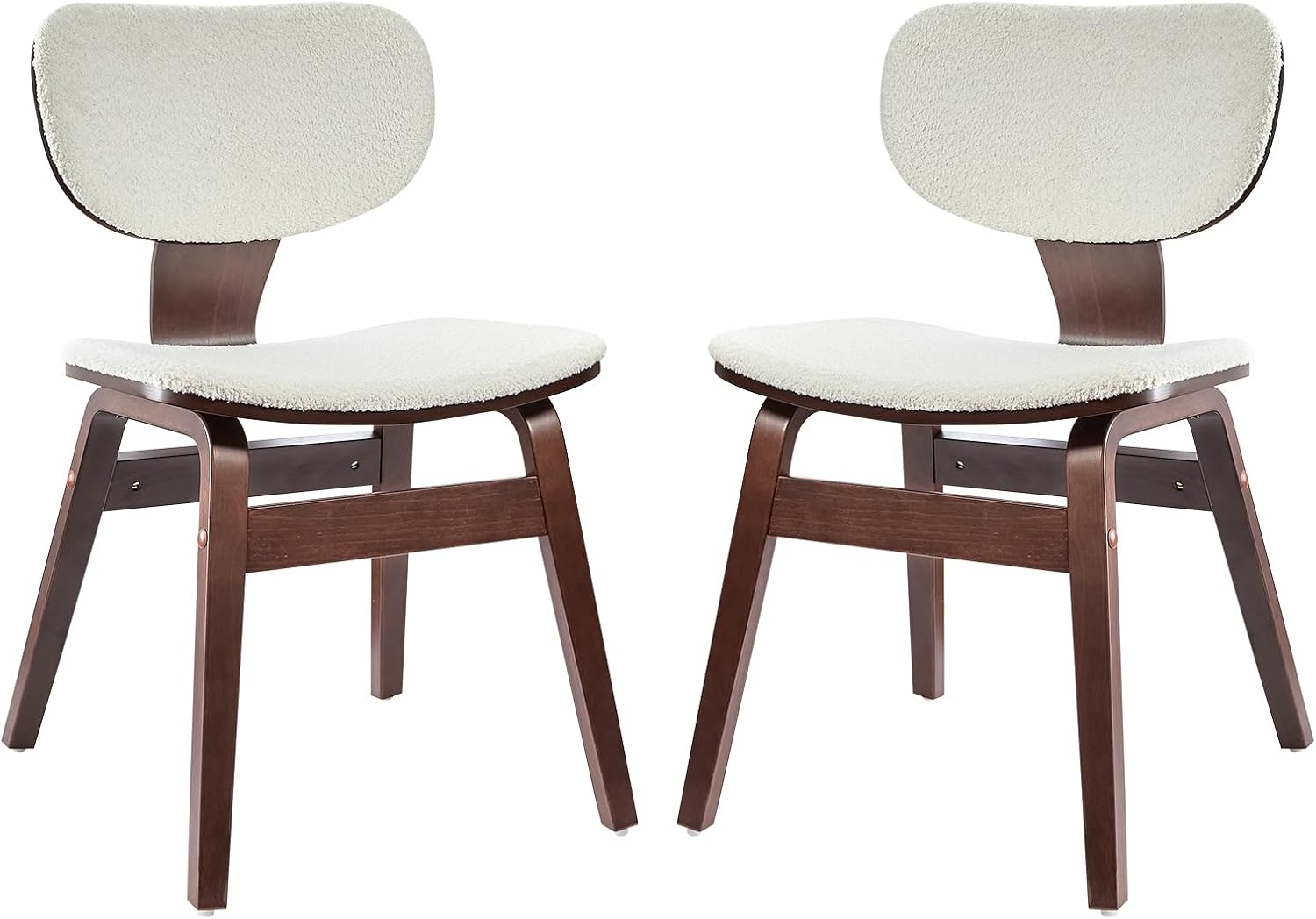 wooden dining chair set of 2, mid-century modern fabric upholstered ...
