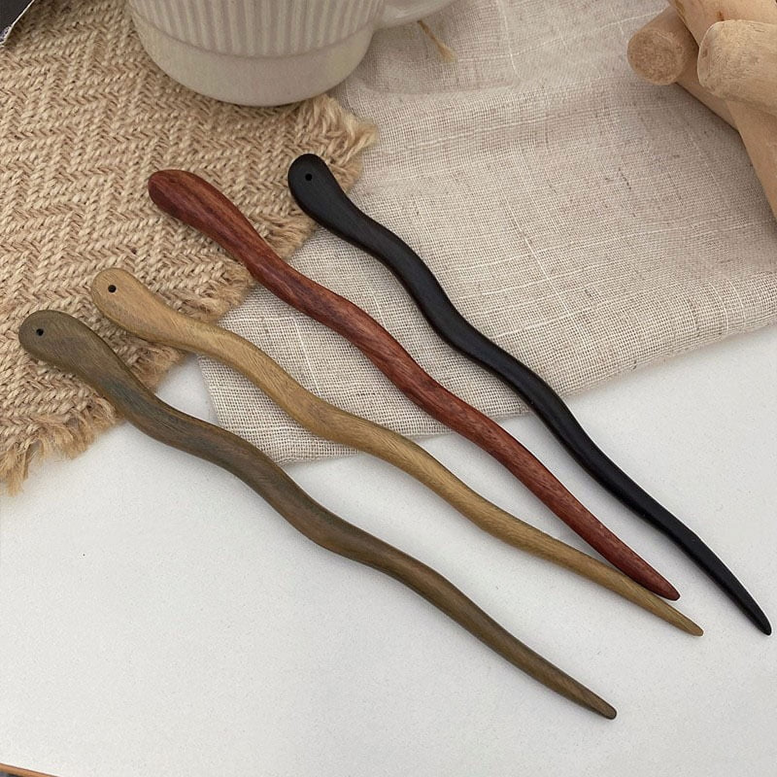 Joybuy Wooden Hair Sticks, 4pcs Decorative Hair Pins, Chinese Bun ...