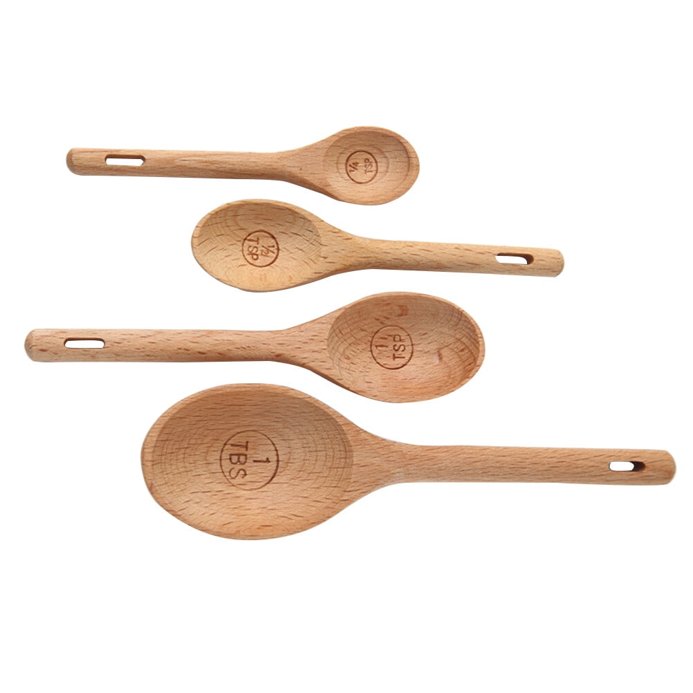 wooden measuring spoons set 4 Pcs Portable Beech Measuring Spoons ...