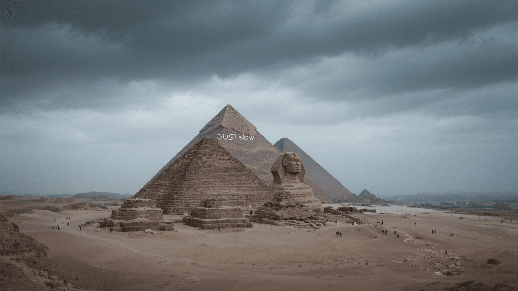 wooden puzzle Egyptian Pyramids and Sphinx on a Cloudy Day A Mysterious ...