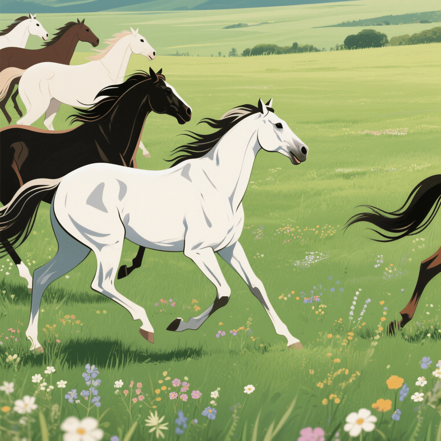 wooden puzzle The Grandeur of Horses Dashing Across the Prairie like ...