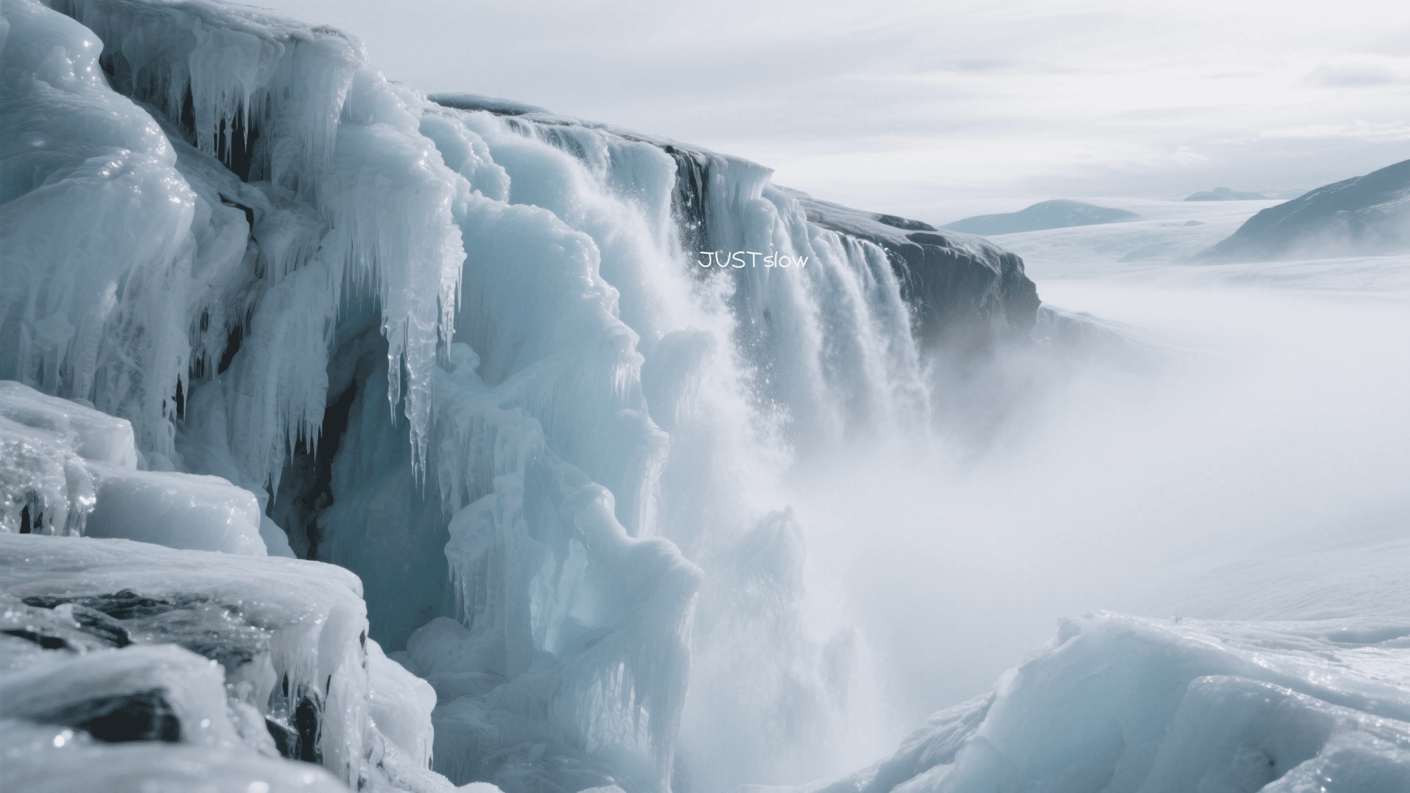 wooden puzzle An Icefall at the Edge of the Glacier in Glacier National Park on a Cloudy ...
