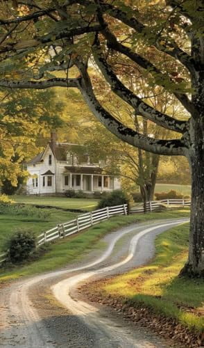 wooden puzzle Tree - lined Path to a House Intelligent Game Fit ...