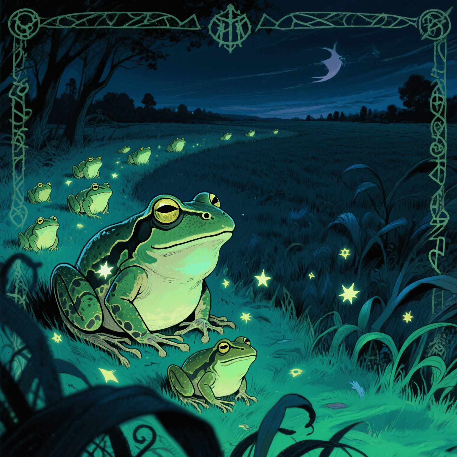 wooden puzzle The Vivid Field at Night Frogs’ Chirps Filling the Air ...