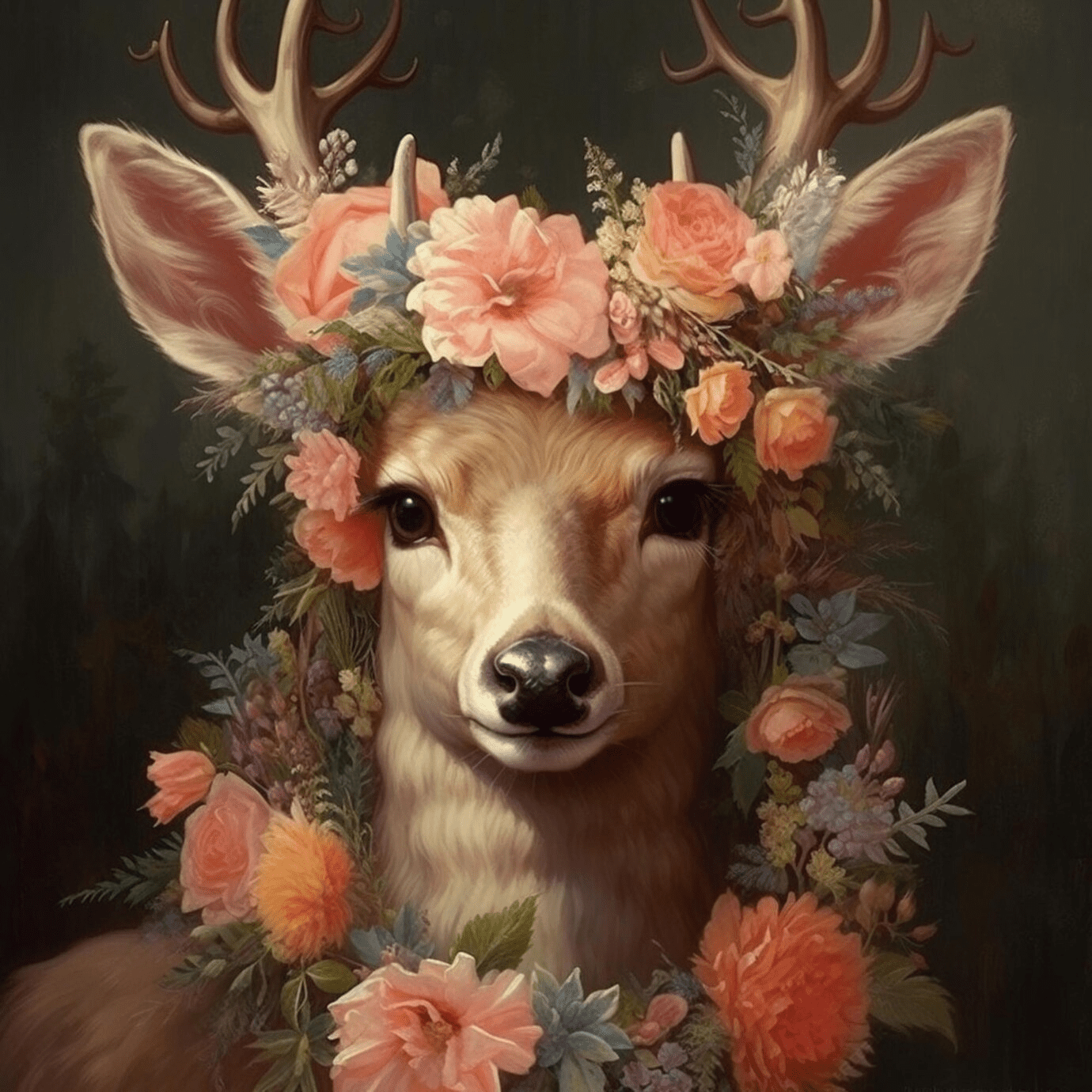 wooden puzzle deer with flowers and antlers in a wreath Hard ...
