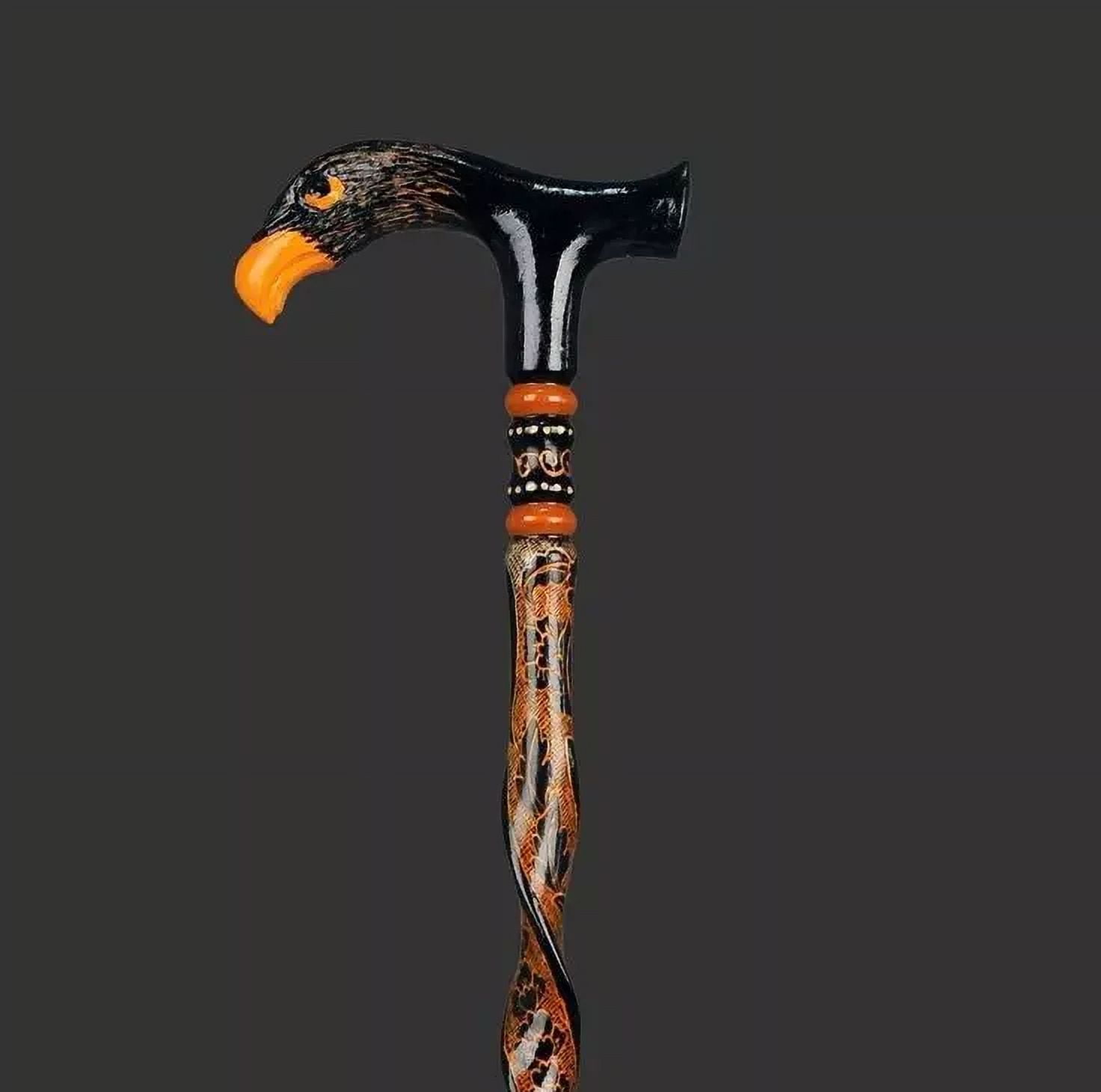 wooden walking stick hand carved Bird Handle Design wooden walking cane ...