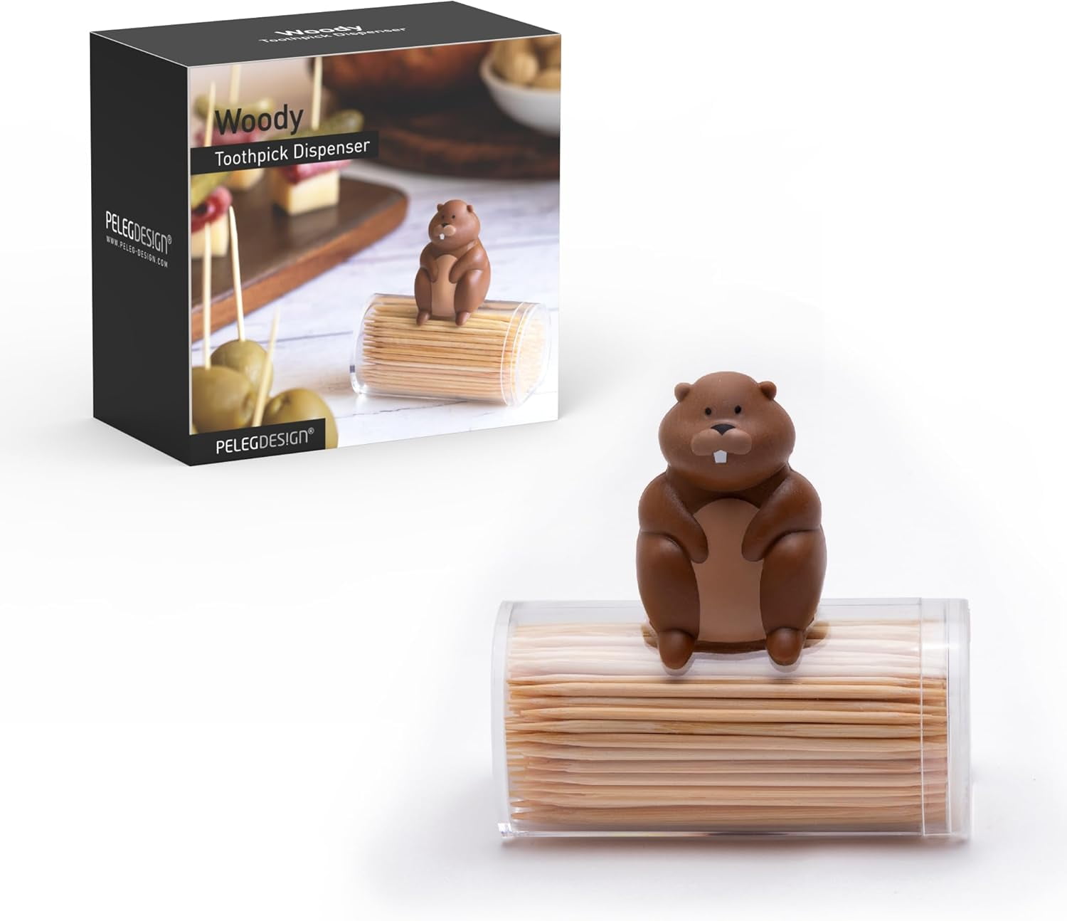 **woody toothpick dispenser – cute beaver-shaped wood toothpicks holder ...